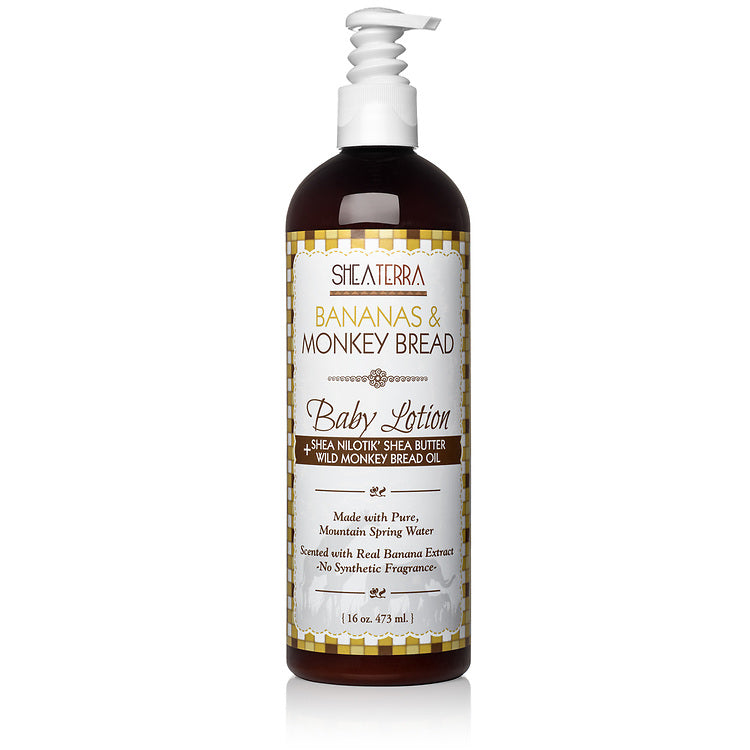 Bananas & Monkey Bread Baby Lotion Shea Terra – Good Earth Beauty